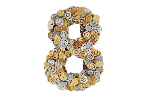 Premium Photo Number 8 From Gearwheels 3d Rendering