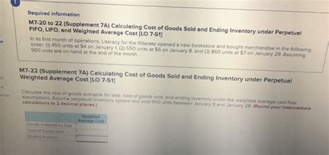 Solved Required Information M7 20 To 22 Supplement 7A Chegg Com
