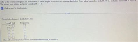 Solved Refer To The Accomparying Data Set And Use The 30