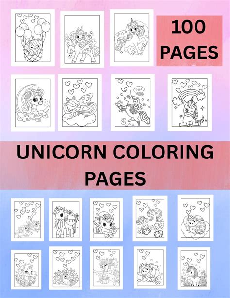 Unicorn Coloring Pages Magical Illustrations Pdf Download Etsy