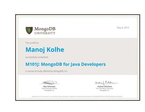 Mongodb University M101p Certificate Ppt