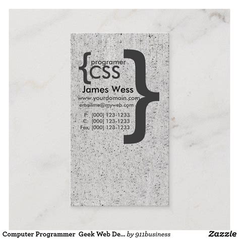 Computer Programmer Geek Web Designer Computer Business Card Zazzle