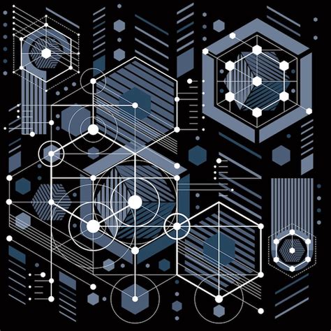 미래 기술 벡터 드로잉 산업 벽지입니다 엔진 또는 메커니즘의 그래픽 그림입니다 프리미엄 벡터