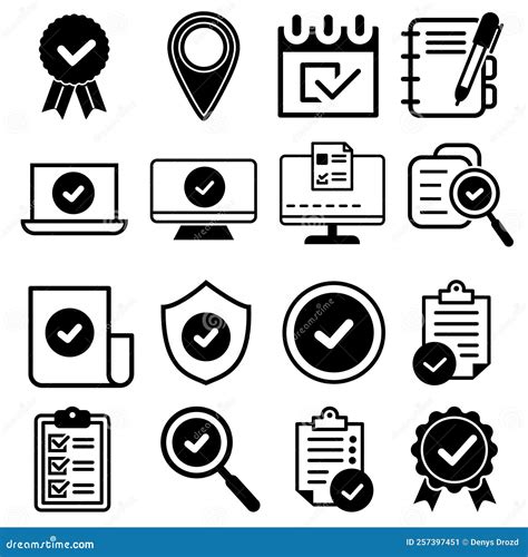 Check Mark Vector Icon Set Approval Illustration Symbol Collection Ok