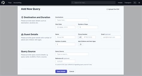 add new query travel agency software documentation