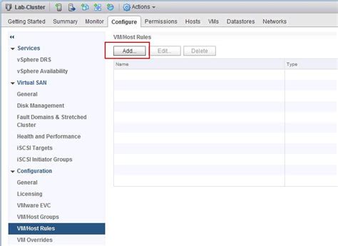 VMware VSphere HA Orchestrated Restart Detailed View