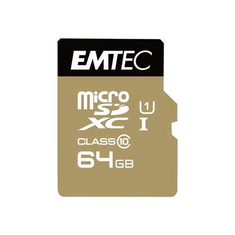 Carte Mémoire Microsdxc 64go Emtec Adaptateur Cl10 Gold Uhs I 85mb S Cdiscount Appareil Photo