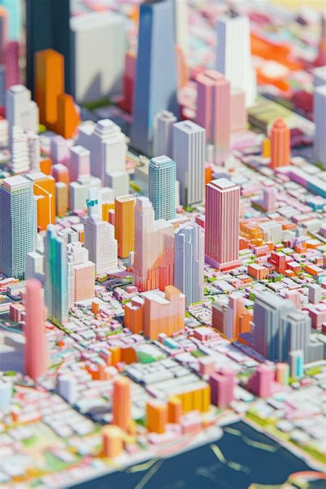A Data Driven 3d Urban Map Showcasing Social Demographics Through Network Links Stock