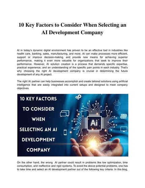Ppt 10 Key Factors To Consider When Selecting An Ai Development Company Powerpoint