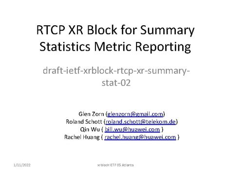 Rtcp Xr Block For Summary Statistics Metric Reporting