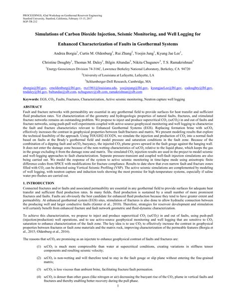 Pdf Simulations Of Carbon Dioxide Injection Seismic Monitoring And Well Logging For Enhanced
