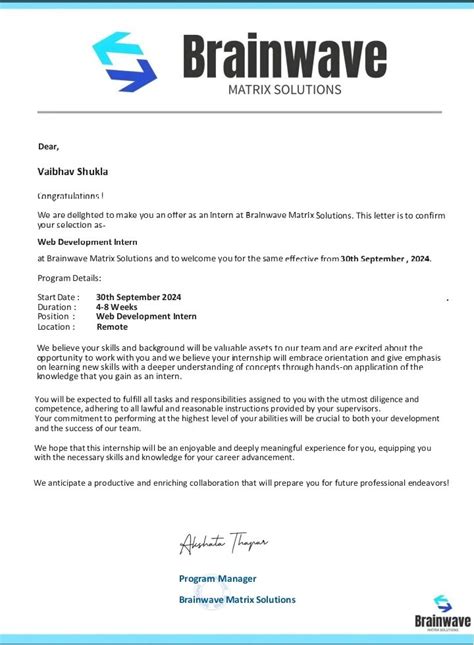 Vaibhav Shukla On Linkedin Thrilled To Share That Ive Been Selected For An Internship At