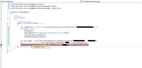 C Monitoring Azure Service Bus Queue Depth From ASP NET Core Console App Stack Overflow