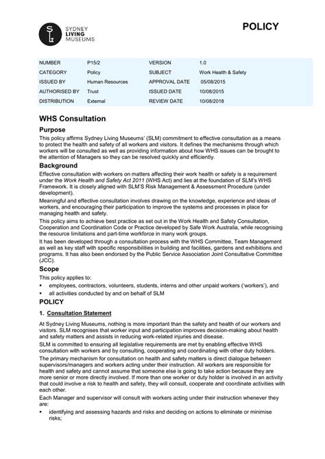 Whs Consultation Policy