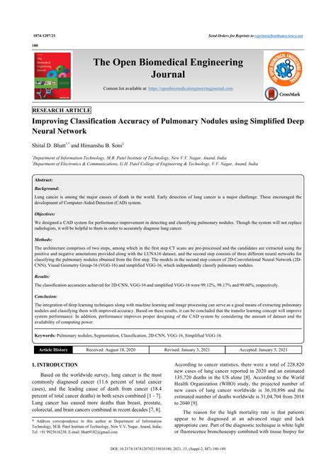 Pdf Improving Classification Accuracy Of Pulmonary Nodules Using