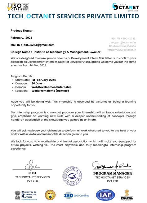 Pradeep Kumar On Linkedin Internship Octanetinternship Techjourney