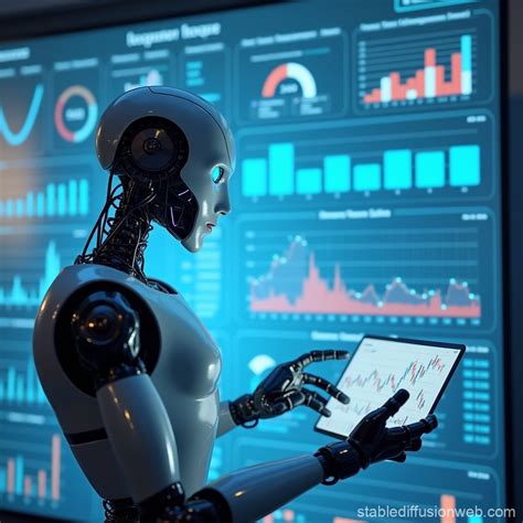 Robot Analyzing Data Dashboard Stable Diffusion Online