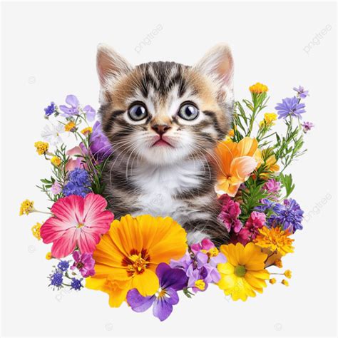 화려한 정원에서 장난기 많은 새끼 고양이 주방 고양이 장난이 심하다 Png 일러스트 및 이미지 에 대한 무료 다운로드