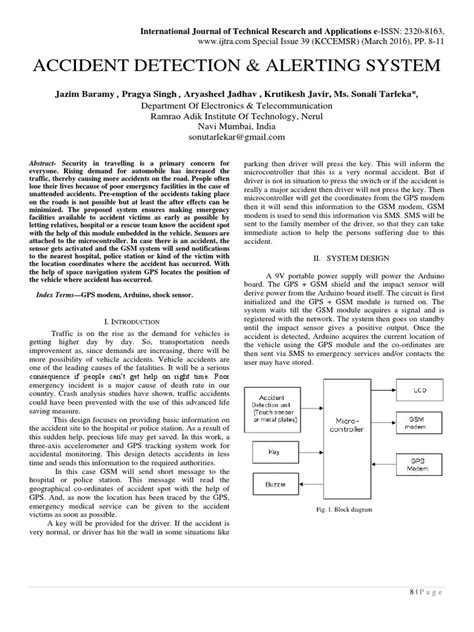 Accident Detection And Alerting System Pdf Pdf Arduino Global Positioning System
