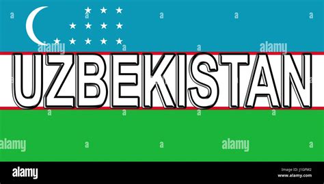 Illustration of the flag of Uzbekistan with the country written on the ...