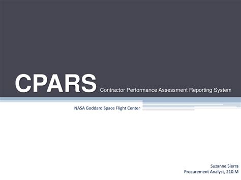 Ppt Cpars Contractor Performance Assessment Reporting System Powerpoint Presentation Id603547