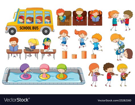 Set Of Student Activity Royalty Free Vector Image