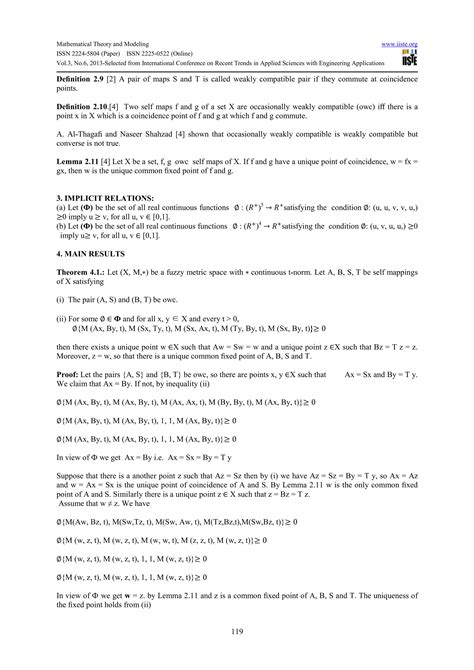 On Common Fixed Point Theorem In Fuzzy Metric Space Pdf Programming Languages Computing