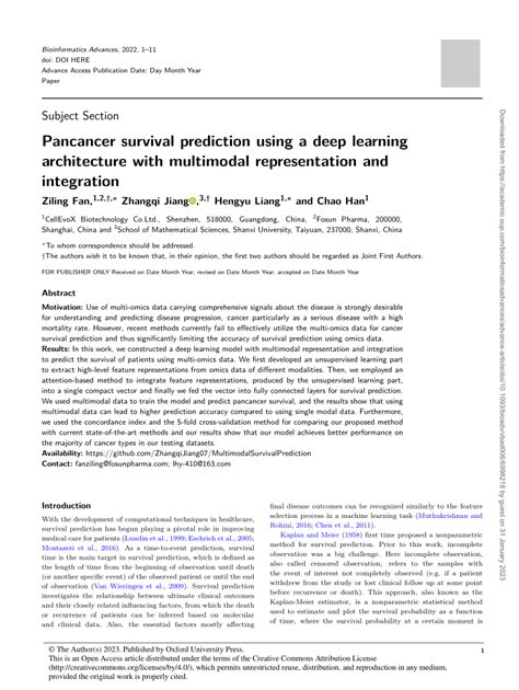 Pdf Pancancer Survival Prediction Using A Deep Learning Architecture With Multimodal