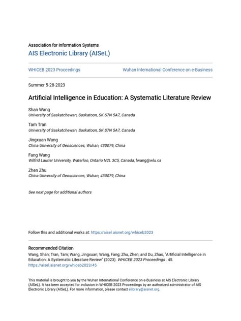 Ai In Education Systematic Review Pdf Artificial Intelligence Intelligence Ai And Semantics
