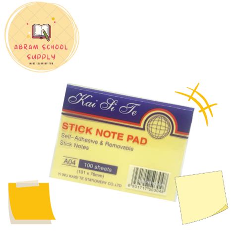 Kai Li Te Stick Note Pad 100 Sheets Self Adhesive And Removable Lazada Ph