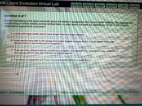 Solved Hmi Lizard Evolution Virtual Lab Introduction