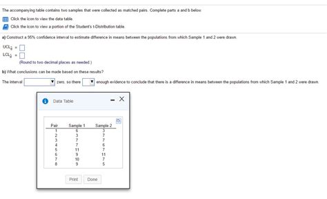 Solved The Accompanying Table Contains Two Samples That Were