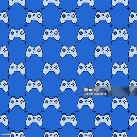 Gamer Game Controller Vector Gamepad Colored Blue Seamless Pattern Stock Illustration Download