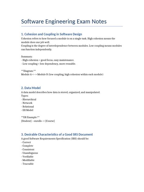 Software Engineering Exam Notes Pdf