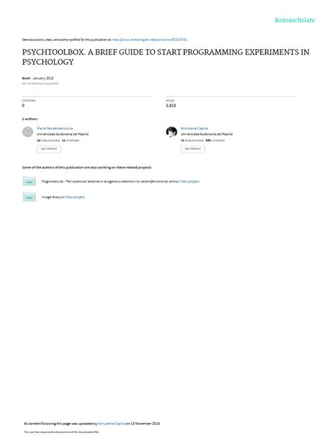 Hernandez Lorcaandcapilla 2018 Psychtoolbox A Brief Guide Pdf