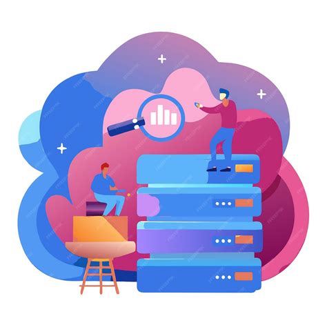 Data Analysis And Cloud Computing Concept With Servers And Users