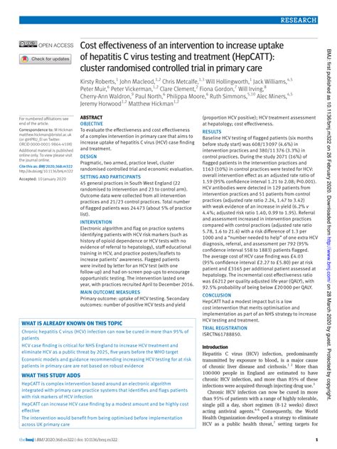Pdf Cost Effectiveness Of An Intervention To Increase Uptake Of