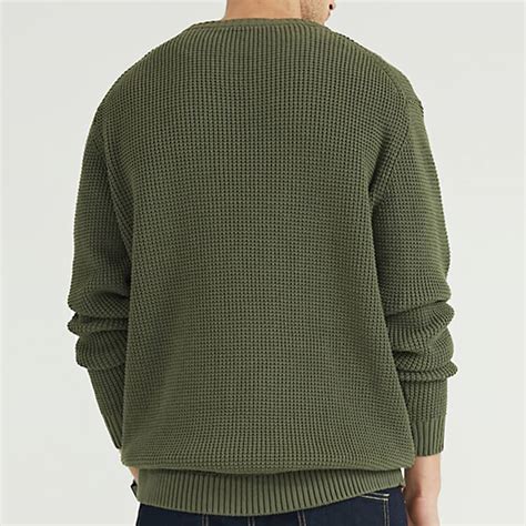 Personalized Winter Mens Organic Sustainable Cotton Army Green Crew Neck Knit Sweater Buy