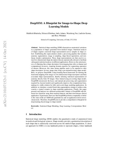 Pdf Deepssm A Blueprint For Image To Shape Deep Learning Models