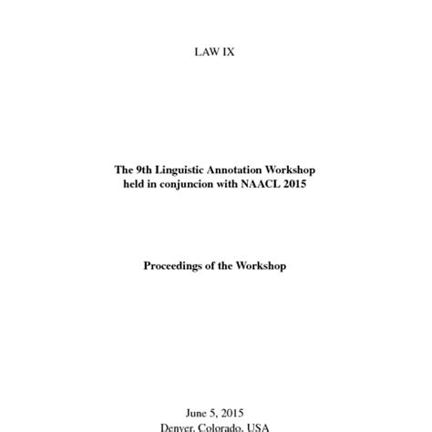 proceedings of the 9th linguistic annotation workshop acl anthology