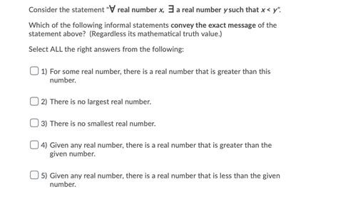 Solved Consider The Statement V Real Number X A Real Chegg