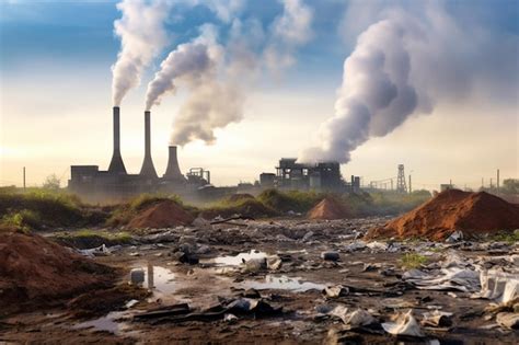 Premium Photo Garbage In Front Of Smokestack Factory