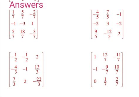 Find The Inverse Of The Following Matrices Using Chegg Com