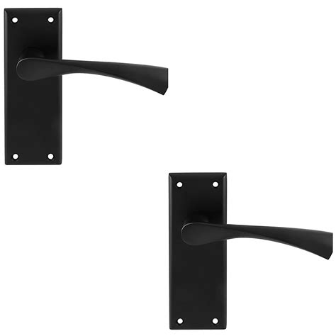 2 Pack Pair Angular Lever On Latch Backplate Door Handle 150 X 50mm Matt Black 2 Pack Pair Angular Lever On Latch Backplate Door Handle 150 X 50mm Matt Black