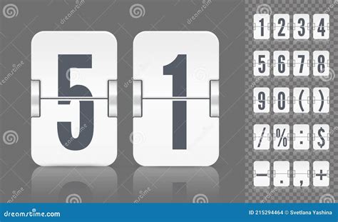 Vector Numeric Template Set Of Flip Scoreboard With Reflections