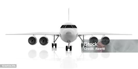 흰색 배경 정면에 고립 된 비행기입니다 3 차원 일러스트 레이 션 비행기에 대한 스톡 사진 및 기타 이미지 비행기 4가지 개체 엔진 Istock