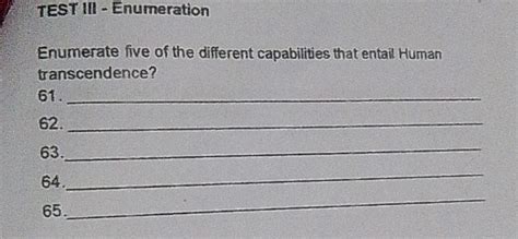 Test Iii Enumeration Enumerate Five Of The Studyx
