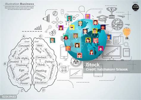 소셜 네트워크 기술을 가진 다양한 사람들 연락처 통신 지구 성공을위한 트로피 배경 계획 비즈니스 현대 아이디어 및 개념 일러스트 레이션 벡터 웹 회의에 대한 스톡 벡터 아트