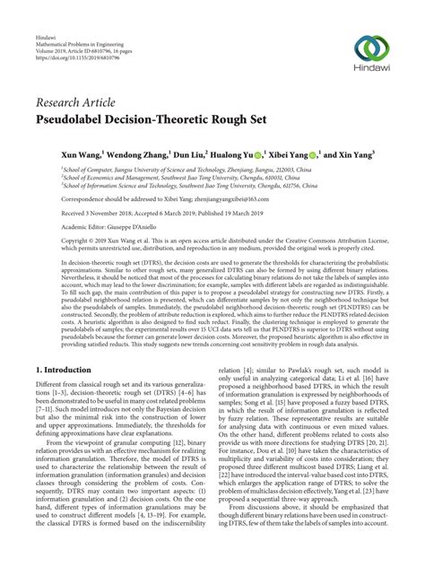 Pdf Pseudolabel Decision Theoretic Rough Set