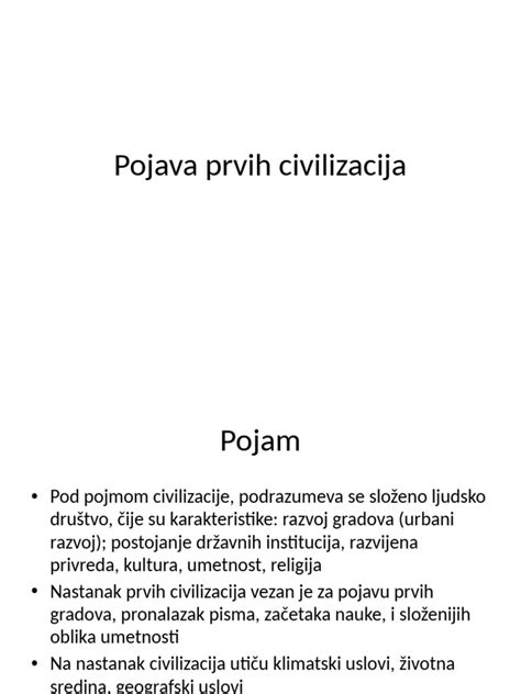Pojava Prvih Civilizacija Pdf